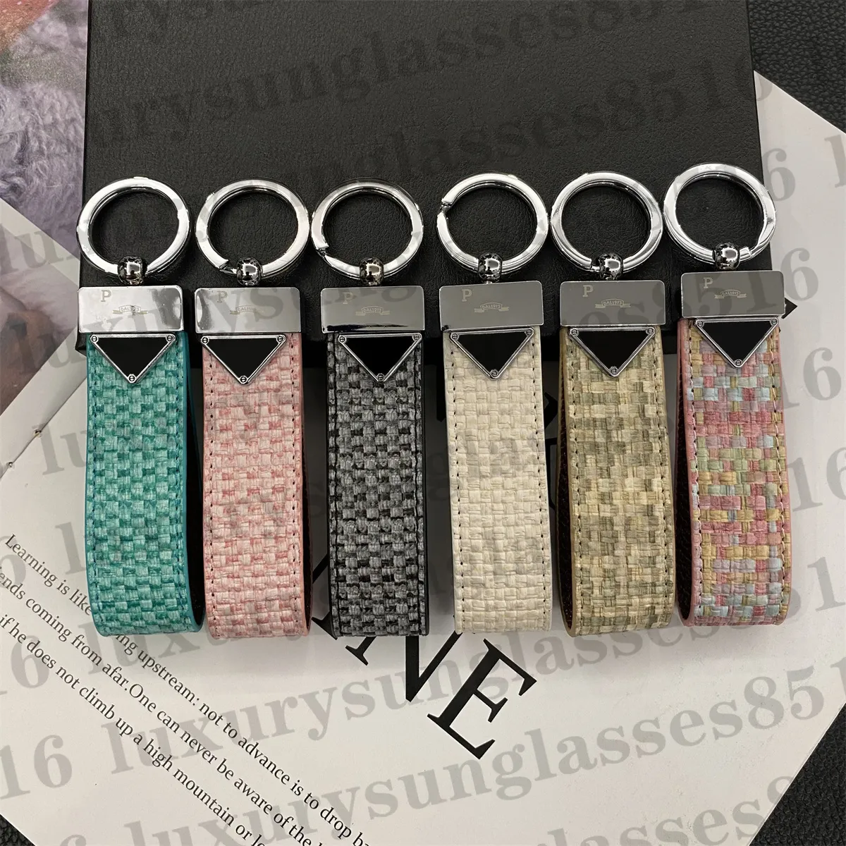 Designer Unisex Black Keychain with Letter P, Classic Luxury Pattern ...