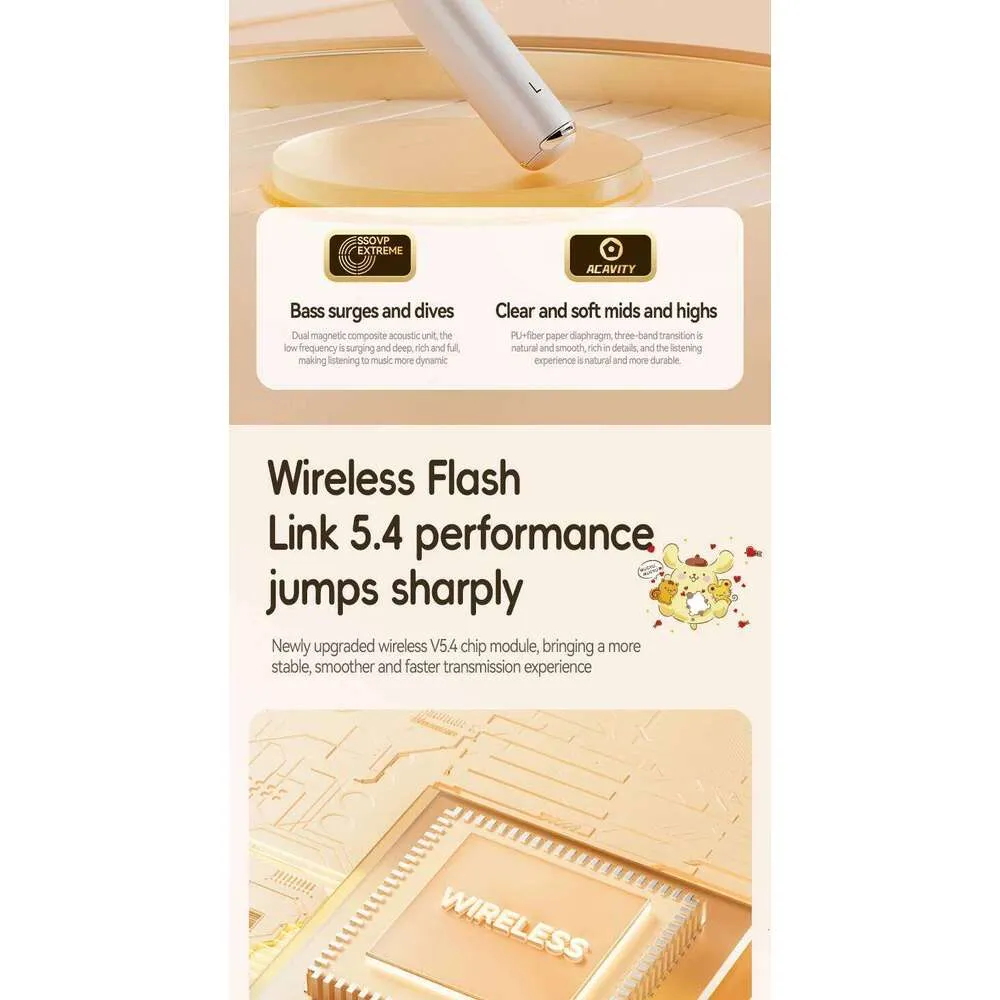 New TWS ES Wireless Bluetooth Earphones, HiFi Sound, Low Latency, Noise ...