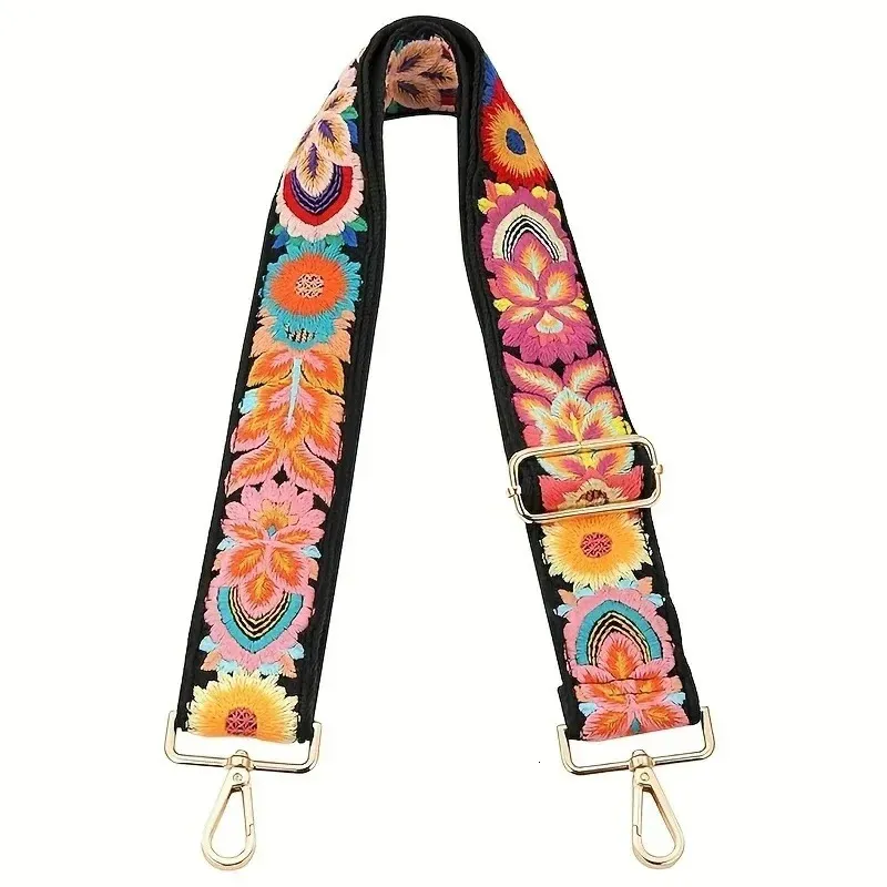 Vibrant Floral Embroidered Adjustable Shoulder Strap for Purses ...
