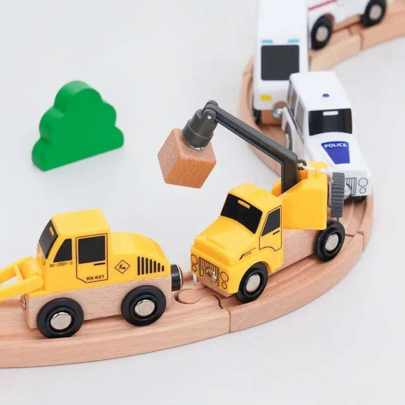 New Magnetic Wooden Train Car: Locomotive, Ambulance, and Fire Truck ...