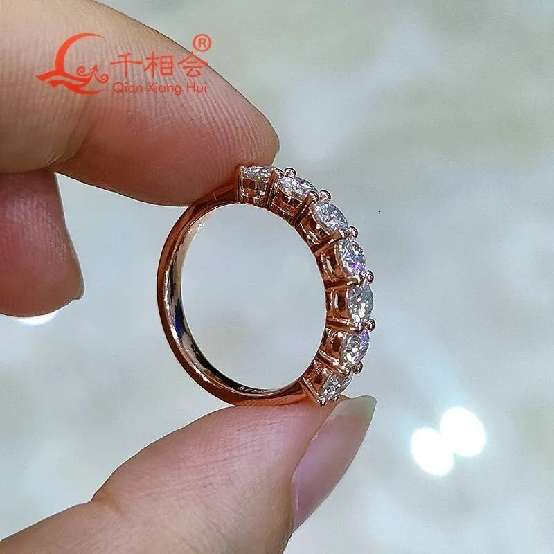 35mm 0.2ct Seven Stone Half Eternity Band, 925 Sterling Silver Ring ...