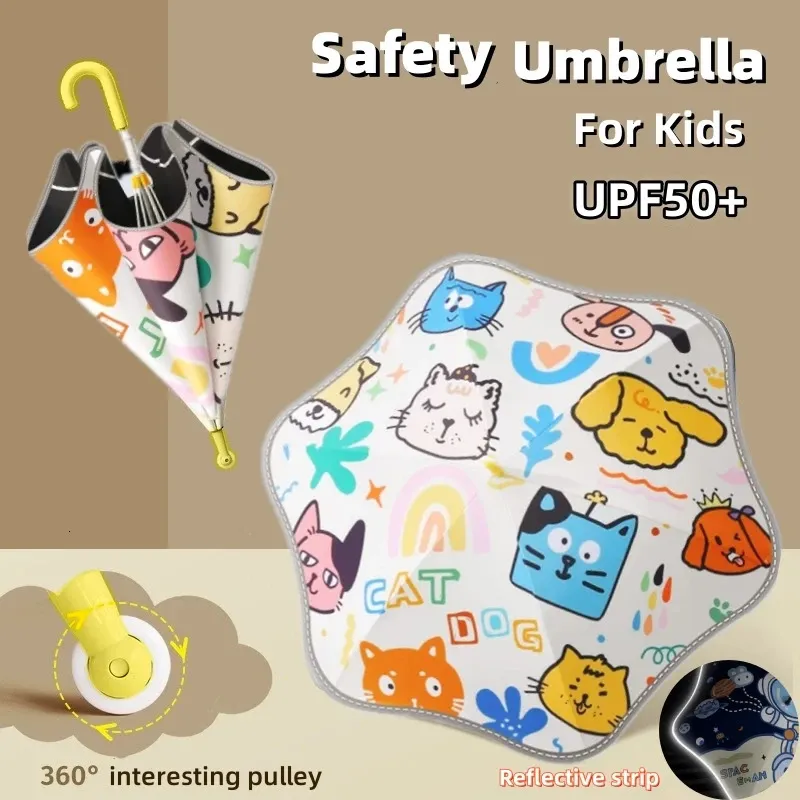 Safety Kids Umbrella With Reflective Strip Cute Rounded Corner ...