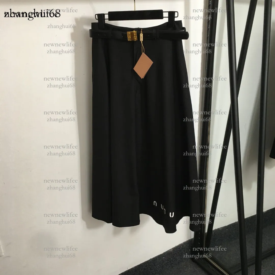Autumn New Women's Skirt Designer Belted Solid Color Letter Print Large ...