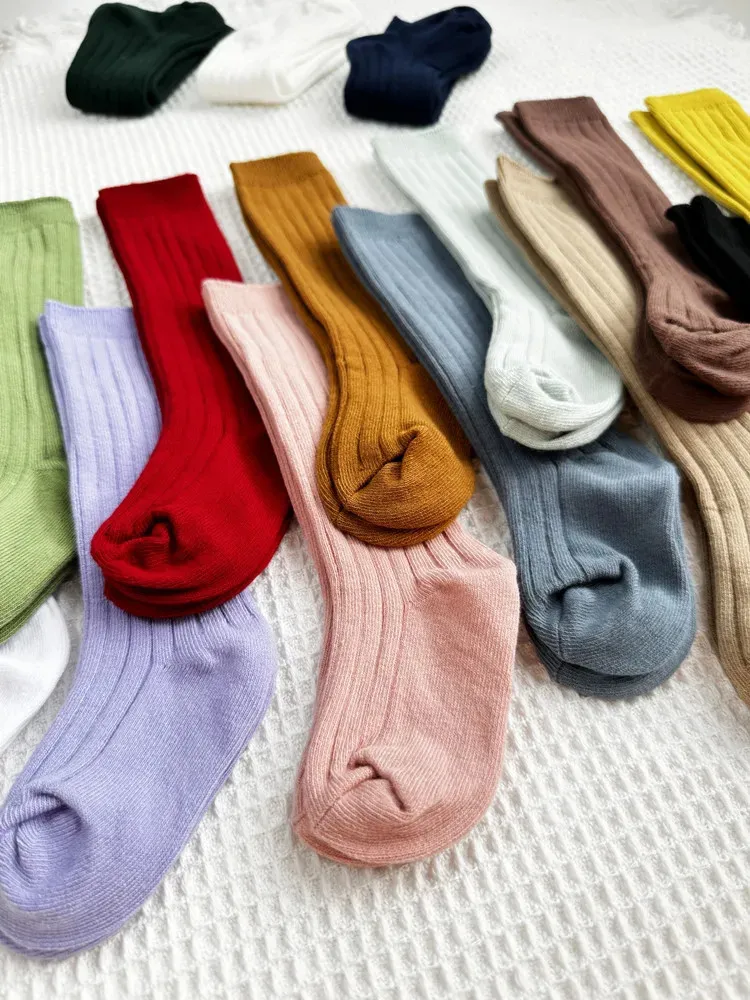 Solid Baby Boys and Girls Knee High Long Socks, Cotton Breathable ...