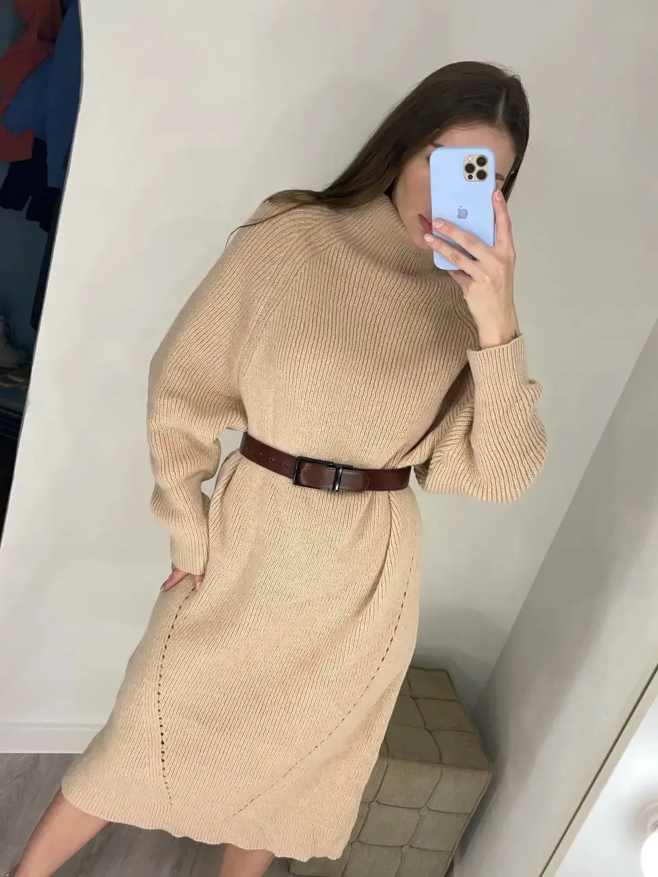 Women's Sweater Dress Thick Winter Fall Long Sleeve Knitted Maxi ...