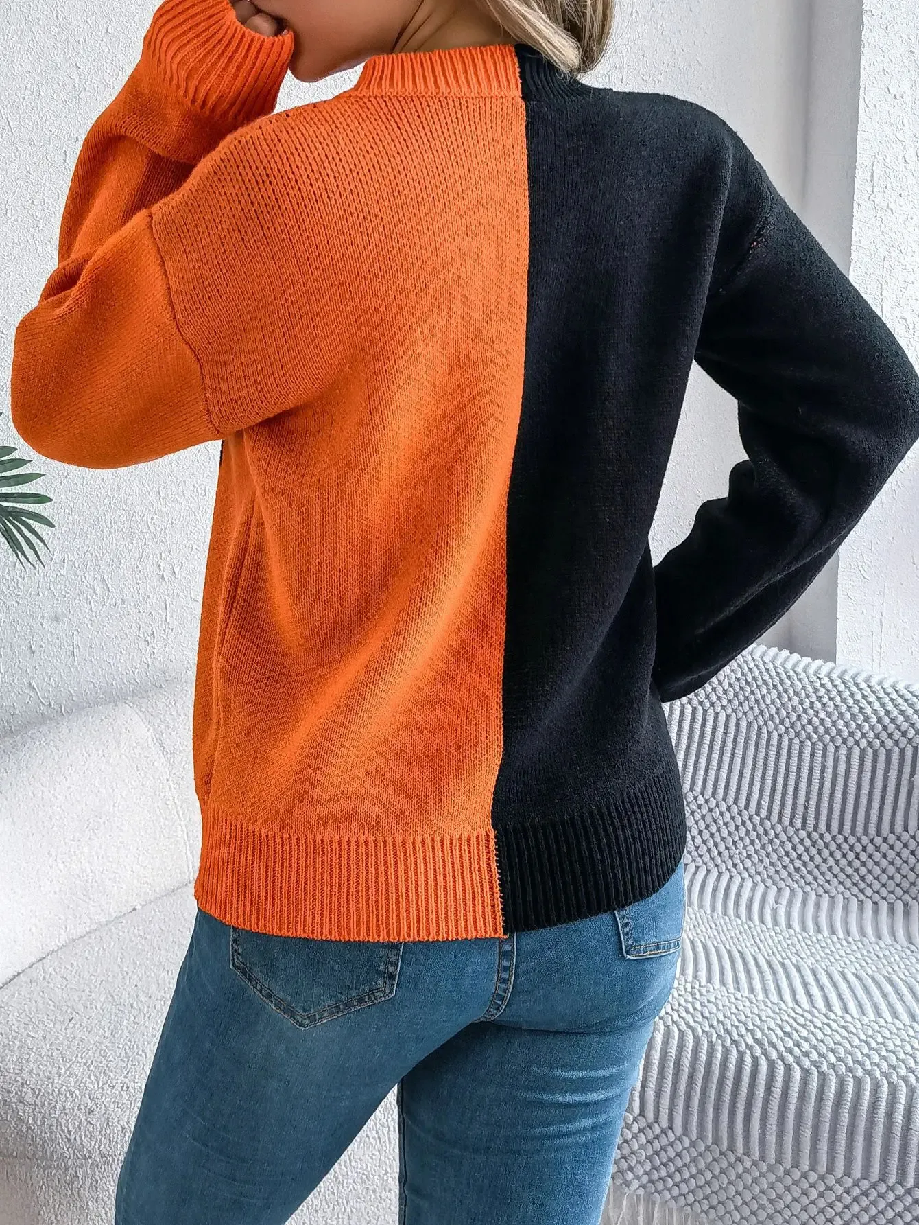 Fashion Halloween Ghost Pumpkin Knitted Sweater, Autumn Winter Loose O ...