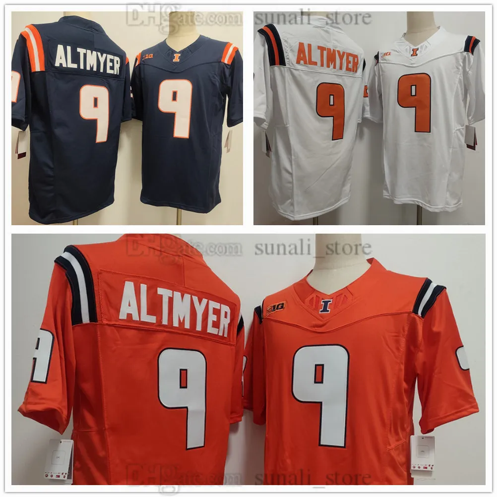 9 Luke Altmyer Jersey Football 2026 Men's Illinois College Fighting Illini Stitched From Sunali ...