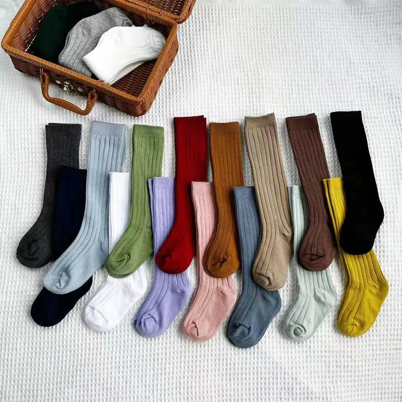 Solid Baby Boys and Girls Knee High Long Socks, Cotton Breathable ...