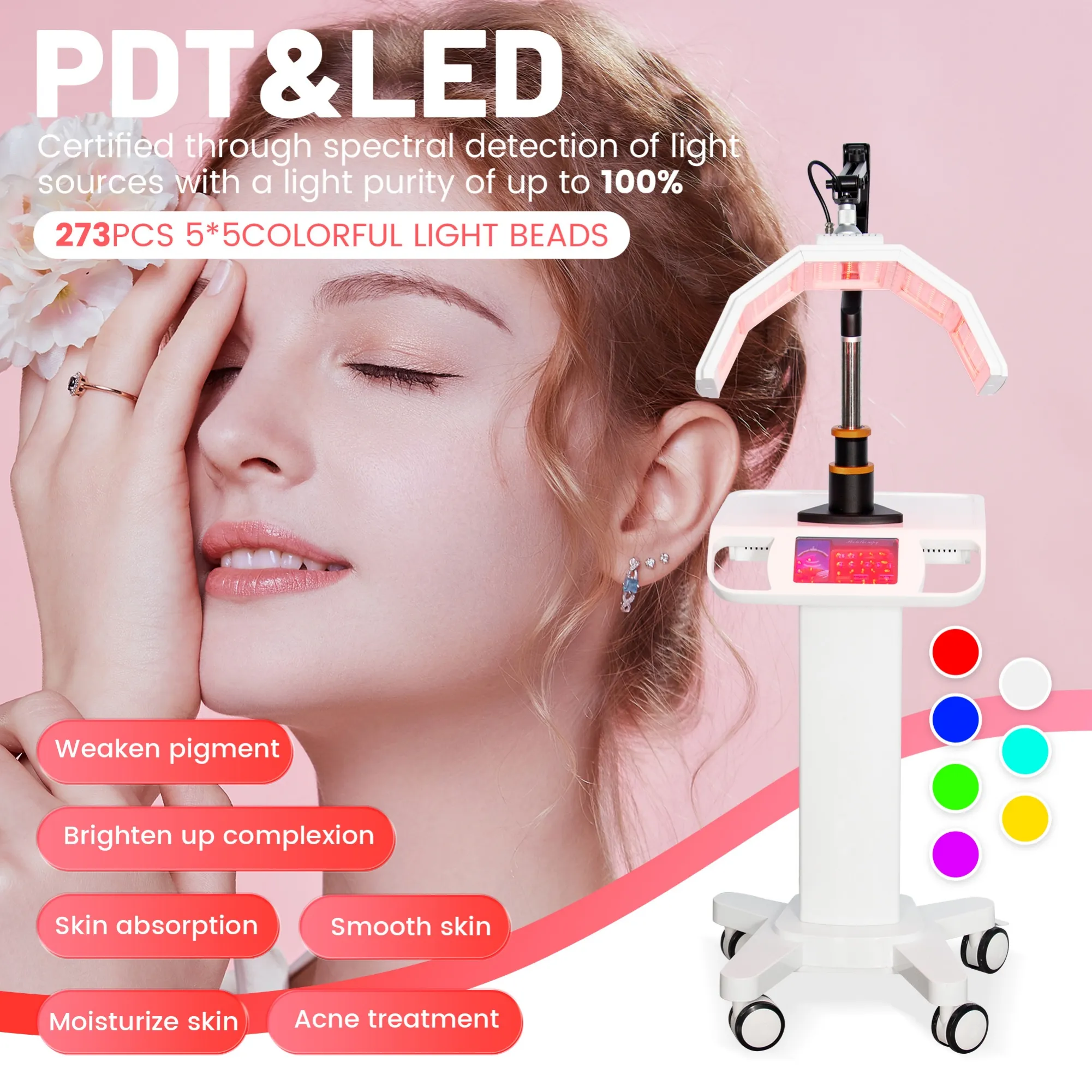 PDT LED Light Facial Machine Therapy Lights For Acne Treatment, Skin ...