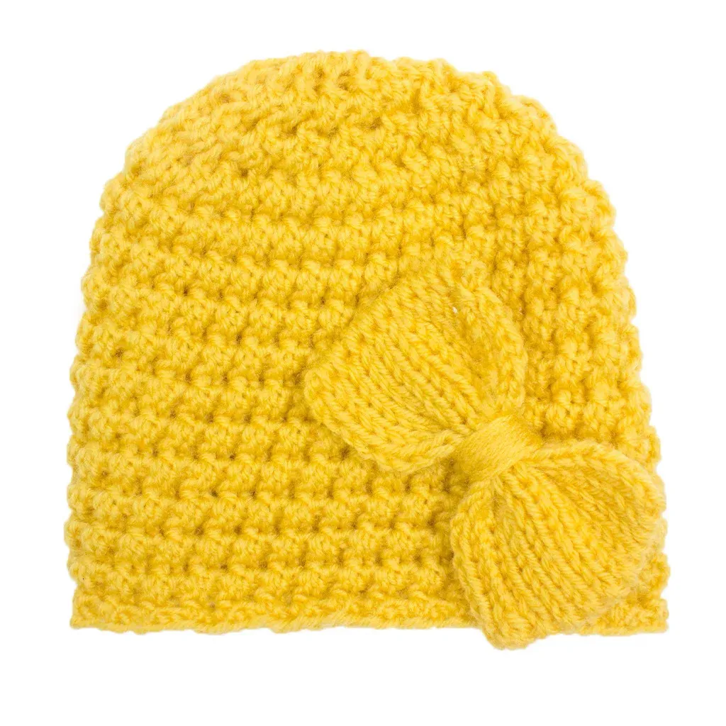 Fall/Winter Baby Wool Knitted Hats: Comfortable Solid Color Bow ...