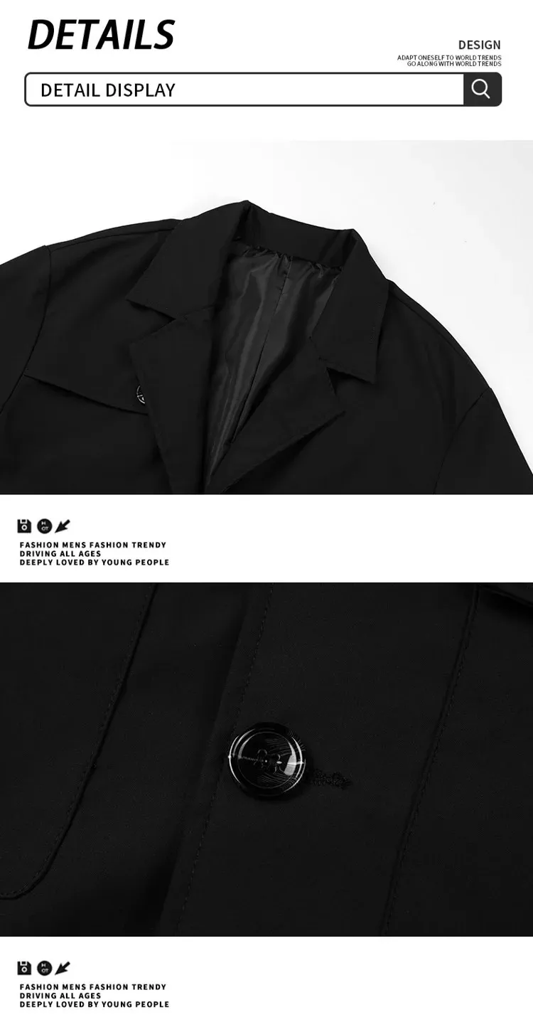 Maxbarley Men's Long Belted Trench Coat Single-Breasted Windbreaker ...