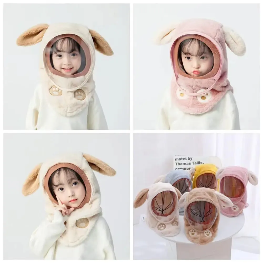 Boys Girls Windproof Winter Warm Fur Hats Ear Protection Snow Hat Thick ...