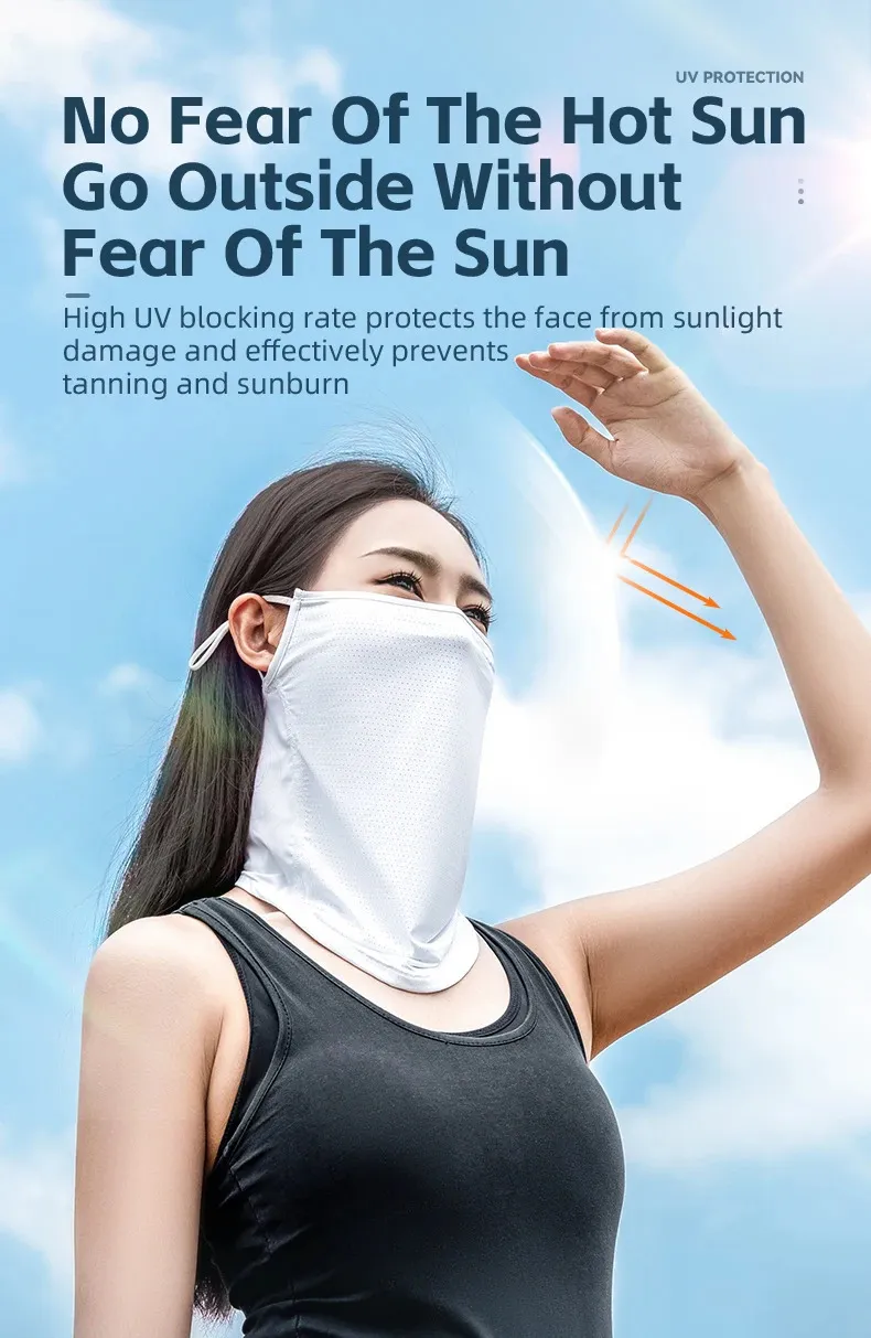 Rockbros Summer Ice Silk Cycling Face Mask Breathable Anti-UV Bike Neck ...