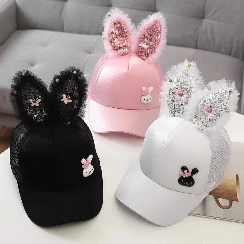 Cute Baby Hat With Ears Cartoon Rabbit Toddler Baseball Cap Sequins ...