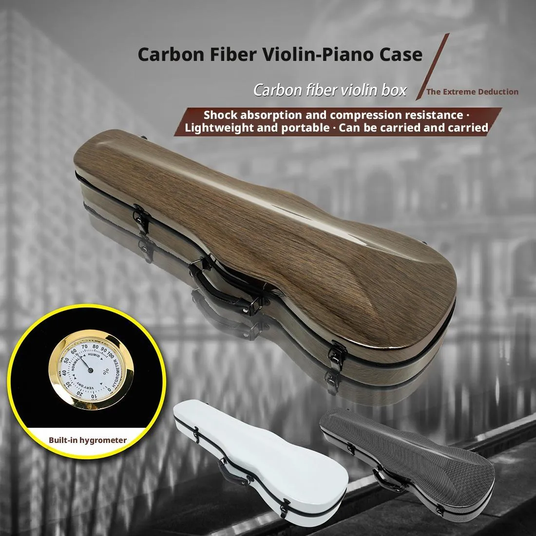 Premium 4/4 Violin Triangular Case, Carbon Fiber Backpack Style with ...