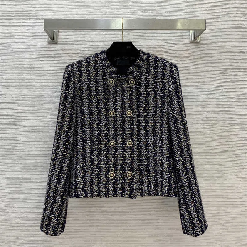 Wool Blend Designer Coat for Women with Metal Chain Hem, Gold Thread ...