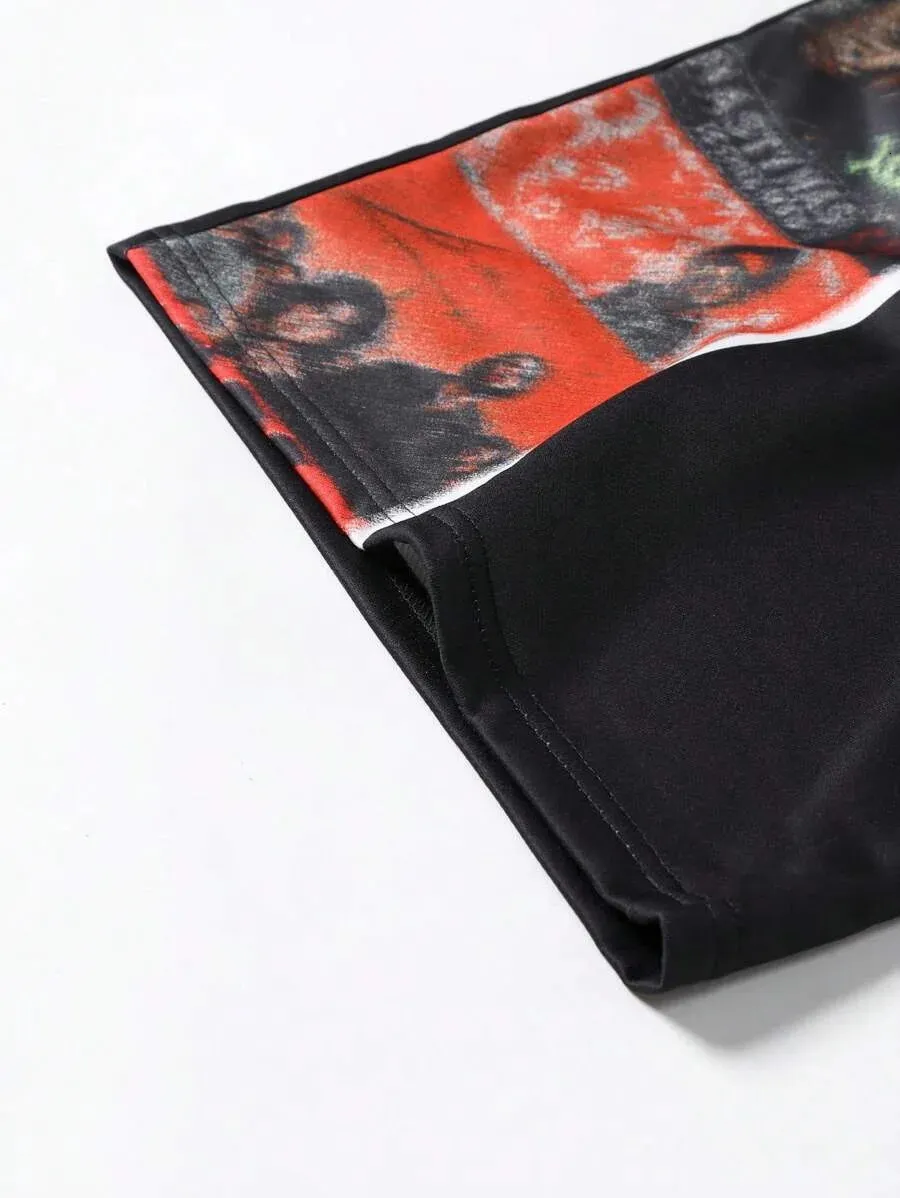 Autumn and Winter American Street Hip Hop Rock Character Printed ...