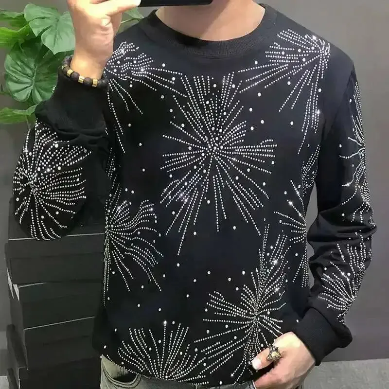 Fall Drilling Shining Sweatshirt Men's Sudaderas Para Hombre Hip Hop ...