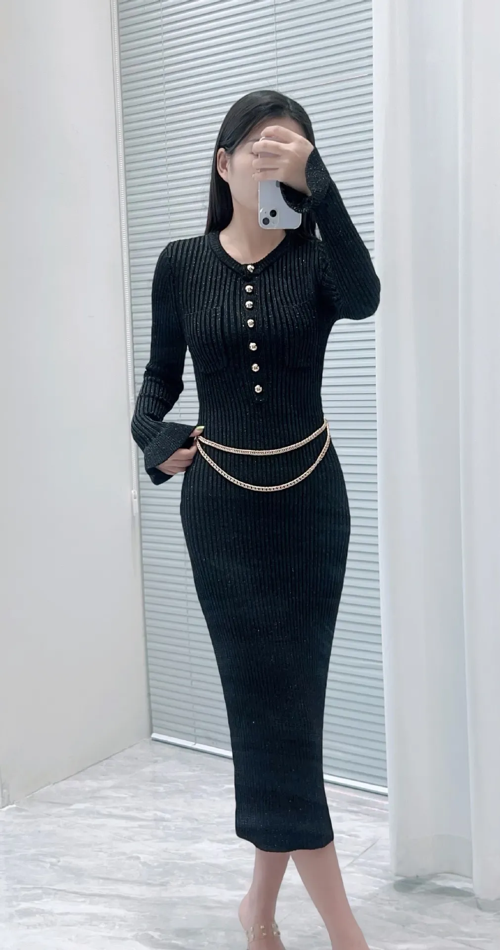 811 2025 Milan Runway Dress, Spring Autumn, Long Sleeve Crew Neck, Same ...