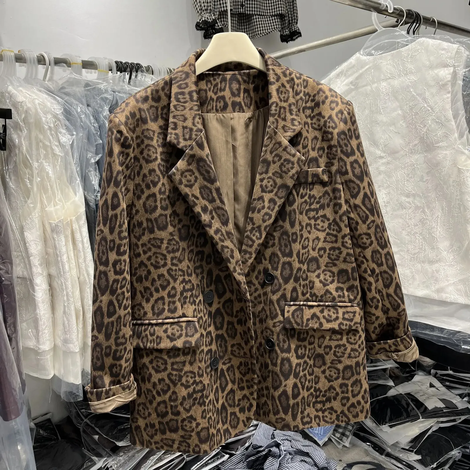 French Fashion Leopard Print Suit Jacket Women's Spring and Autumn ...