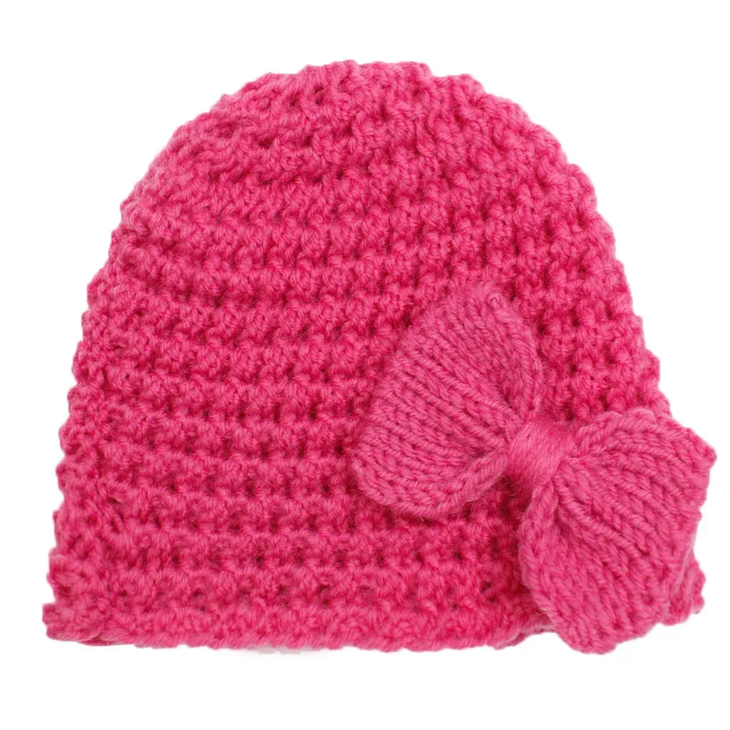 Fall/Winter Baby Wool Knitted Hats: Comfortable Solid Color Bow ...