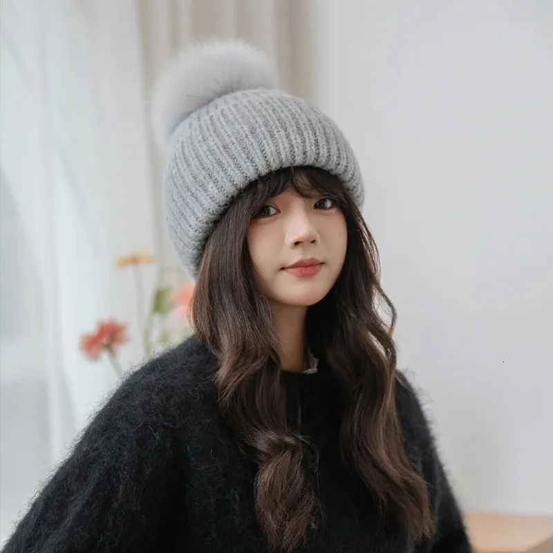 2026 Fashion Faux Fur Pompom Hats: High Quality Wool Winter Warm ...