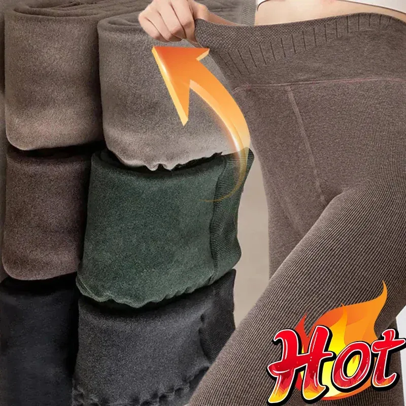Winter Thermal Thick Leggings for Women, High Waist Slim Stockings ...
