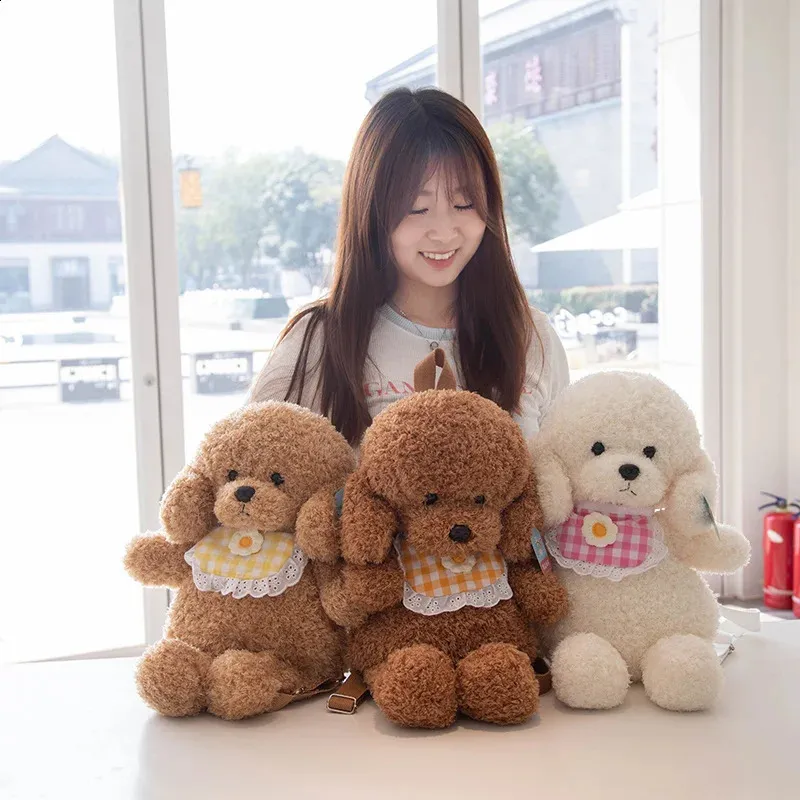 Kawaii White Brown Dog Soft Plush Backpack School Bag Sofa Girls Kids ...