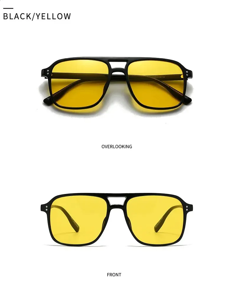 Soei Fashion Double Bridges Square Rivet Sunglasses Retro Men Gradient ...