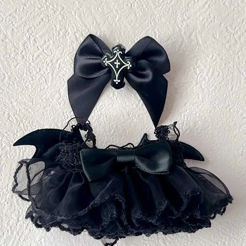 15-17 cm Labubu Doll Clothes Set: Black Devil Hair Accessories, Dress ...