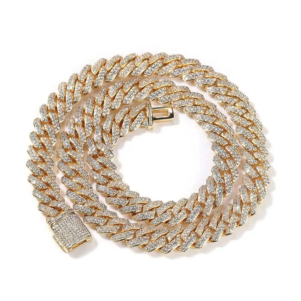 Mens 10 MM Silver Plated Brass Cuban Link Chain Necklace with Princess ...