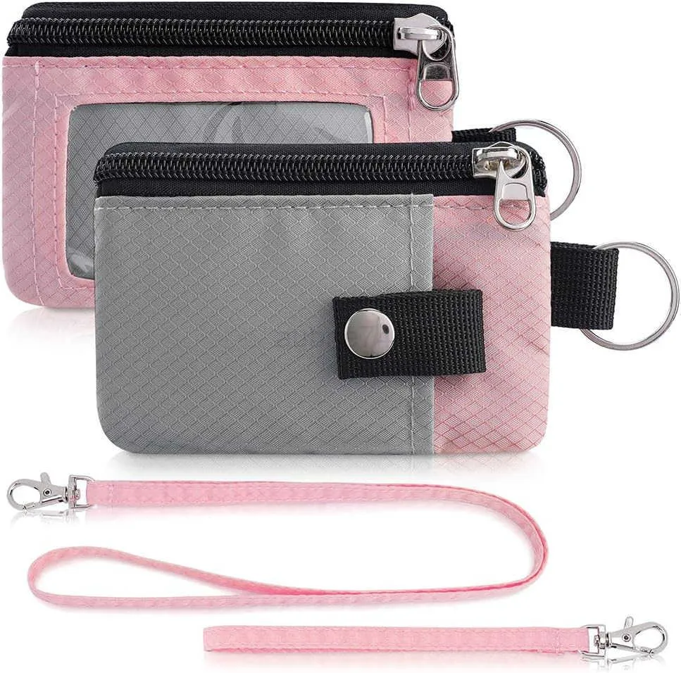 Minimalist Wallet for Men and Women, Keychain RFID Blocking Zipper ...