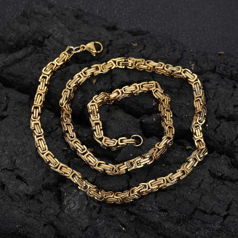 Nuoya 4mm Byzantine Chain Necklace, High Quality 304 Stainless Steel ...