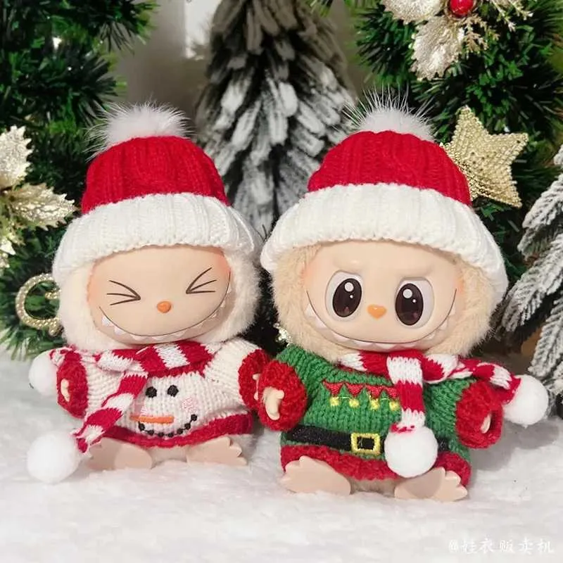 17cm Labubu Twin Dolls Christmas Set With Macaron Pendant And Santa ...