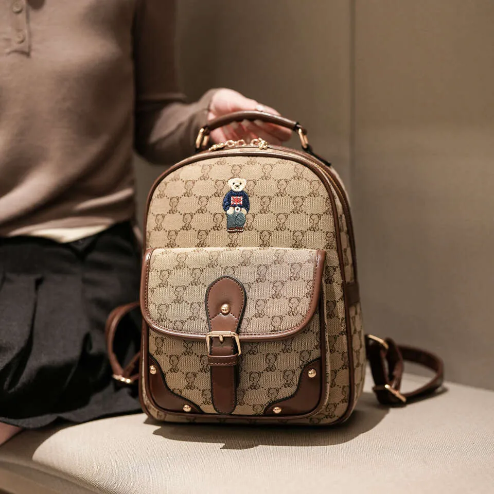 Bear Beibao Cartoon Canvas Jacquard Embroidery College Style Versatile ...