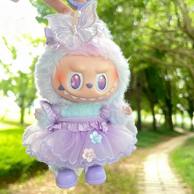 15-17 cm Labubu Doll Clothes Set: Black Devil Hair Accessories, Dress ...