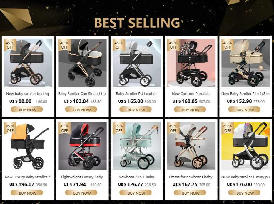 2-in-1 Newborn Baby Stroller Luxury High Landscape Baby Carriage ...