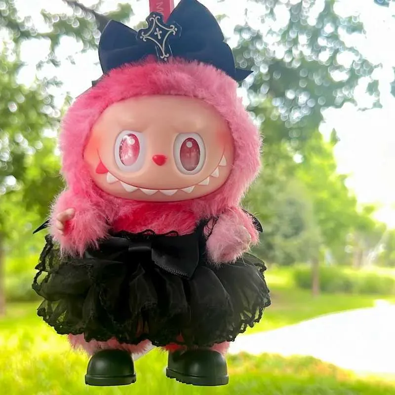 15-17 cm Labubu Doll Clothes Set: Black Devil Hair Accessories, Dress ...