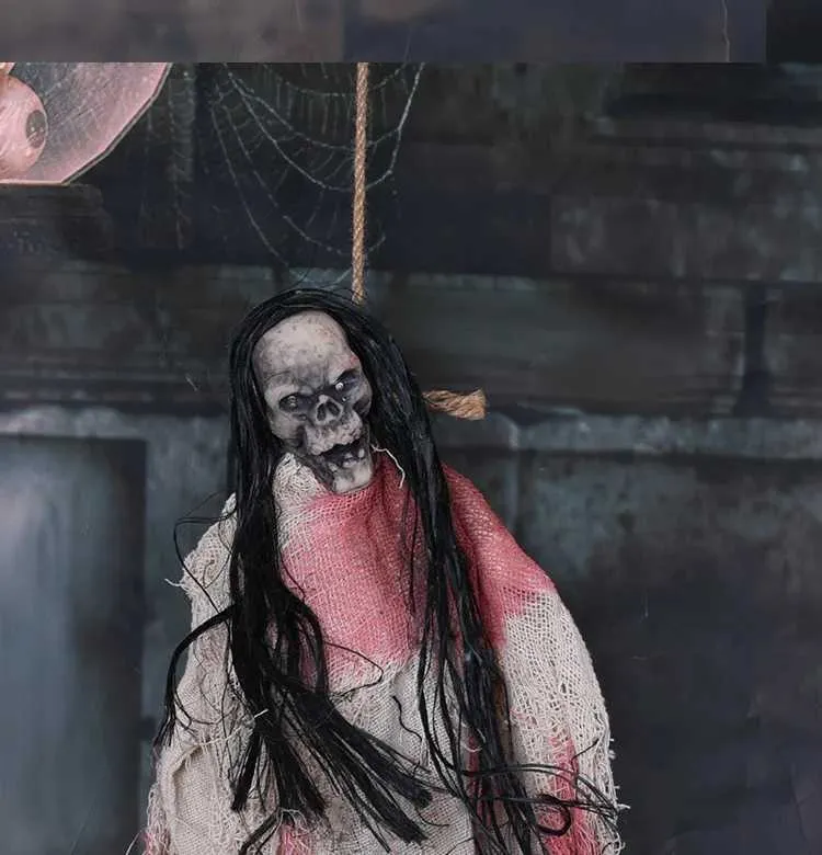 Halloween Voice-Activated Luminous Skull Small Hanging Ghost for Bar ...