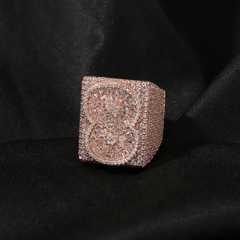 Uwin Big Square Custom Ring: Typographic, Full Iced Out Cubic Zirconia ...