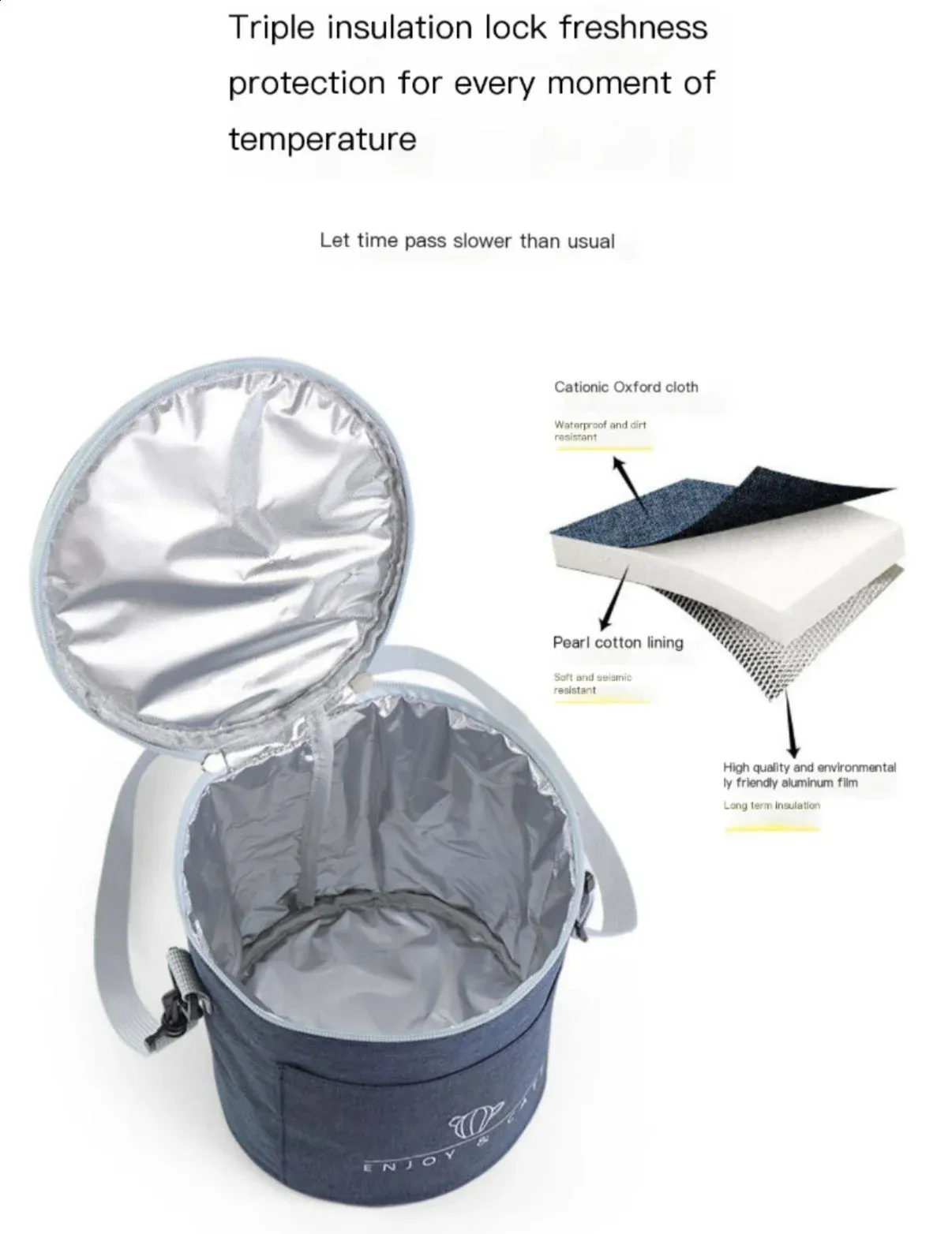 Circular Portable Lunch Bag Food Thermal Box Waterproof Office Cooler ...