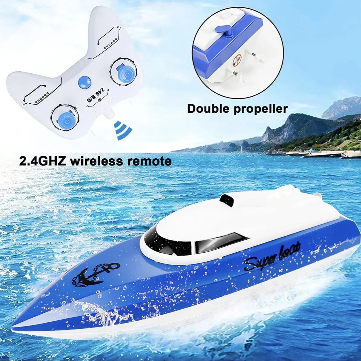 Lightweight 2.4G Best Universal Remote Control Water Racer RC Speedboat ...