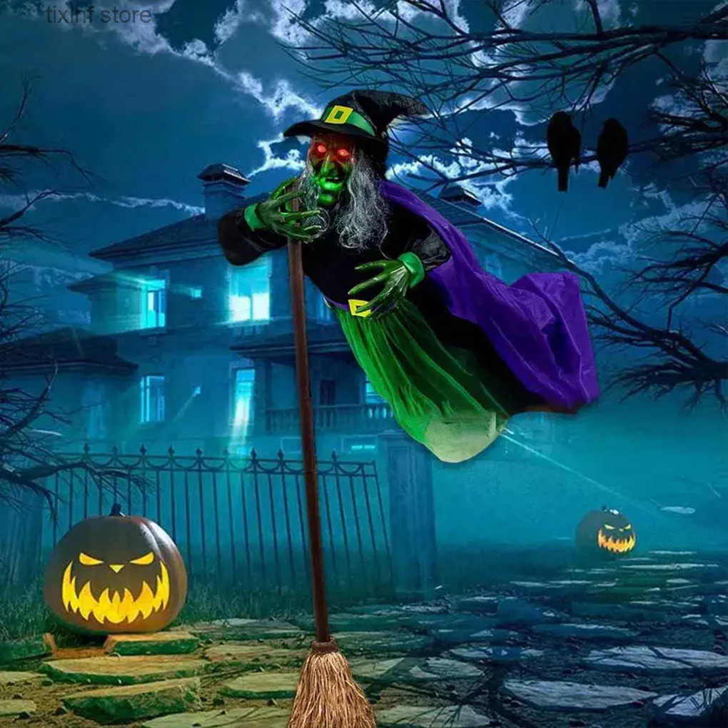 Six-Foot-Tall Animated Witch Figure For Halloween Decorations, Indoor ...