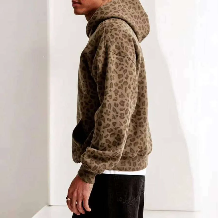 Unisex Oversized Leopard Print Hoodie with Drop Shoulder Design from ...