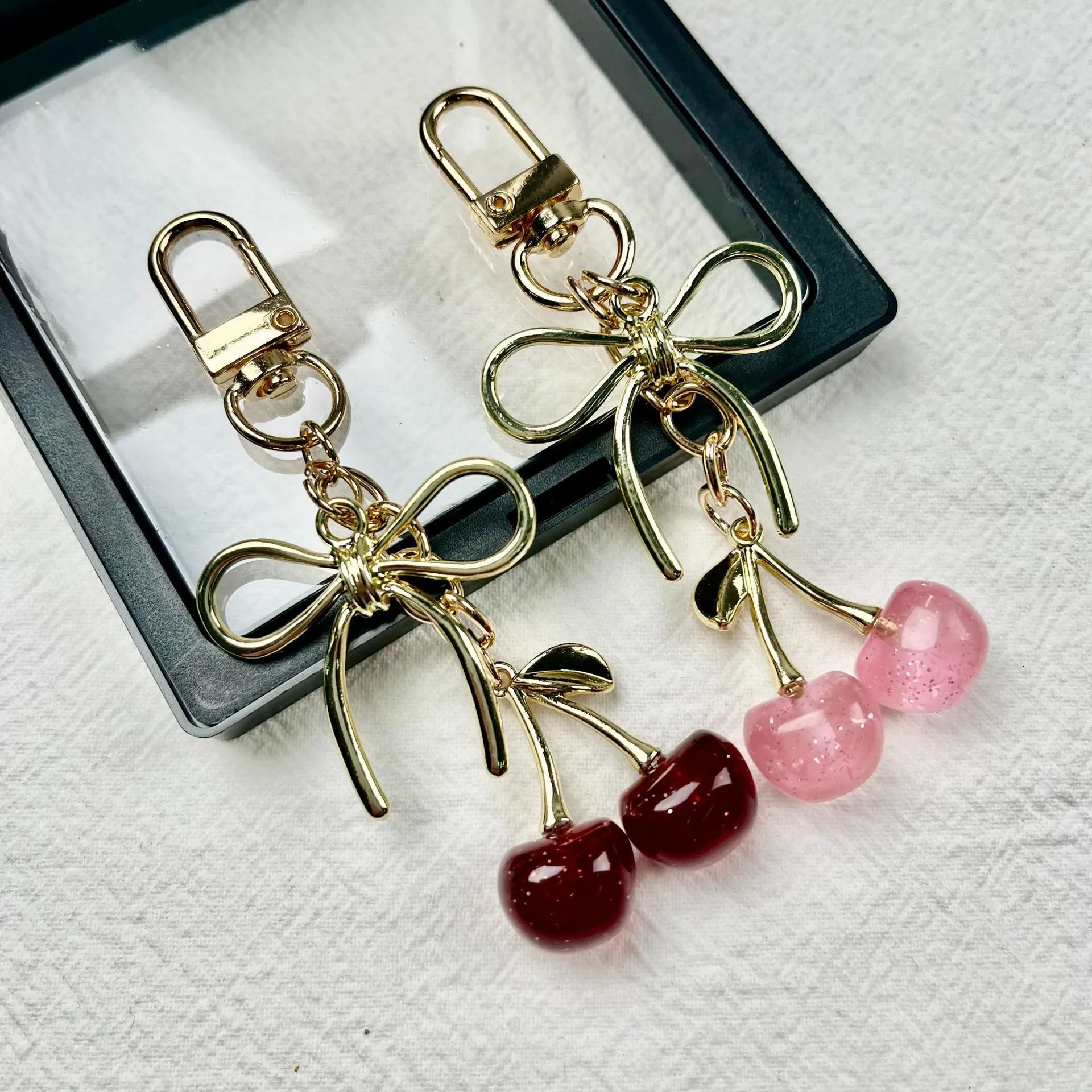 Shiny Imitation Cherry Keychain, Creative Fruit Design Bag Pendant ...