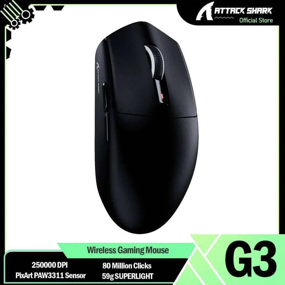ATTACK SHARK G Wireless Gaming Mice PixArt PAW Sensor Adjustable DPI ...