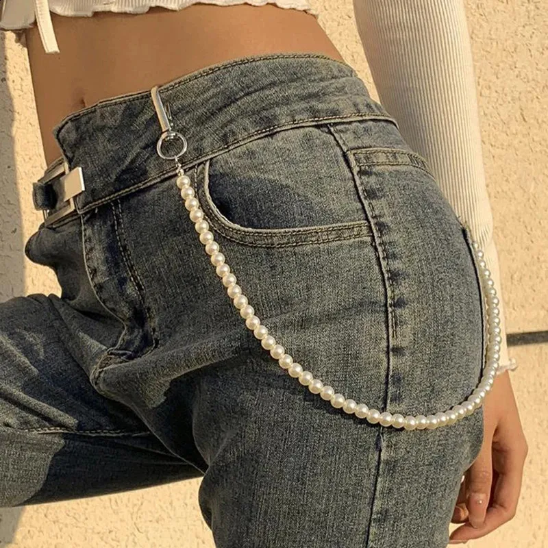 Simple Pearl Waist Chain: Vintage Gold Color Metal Beads Beaded Jeans ...