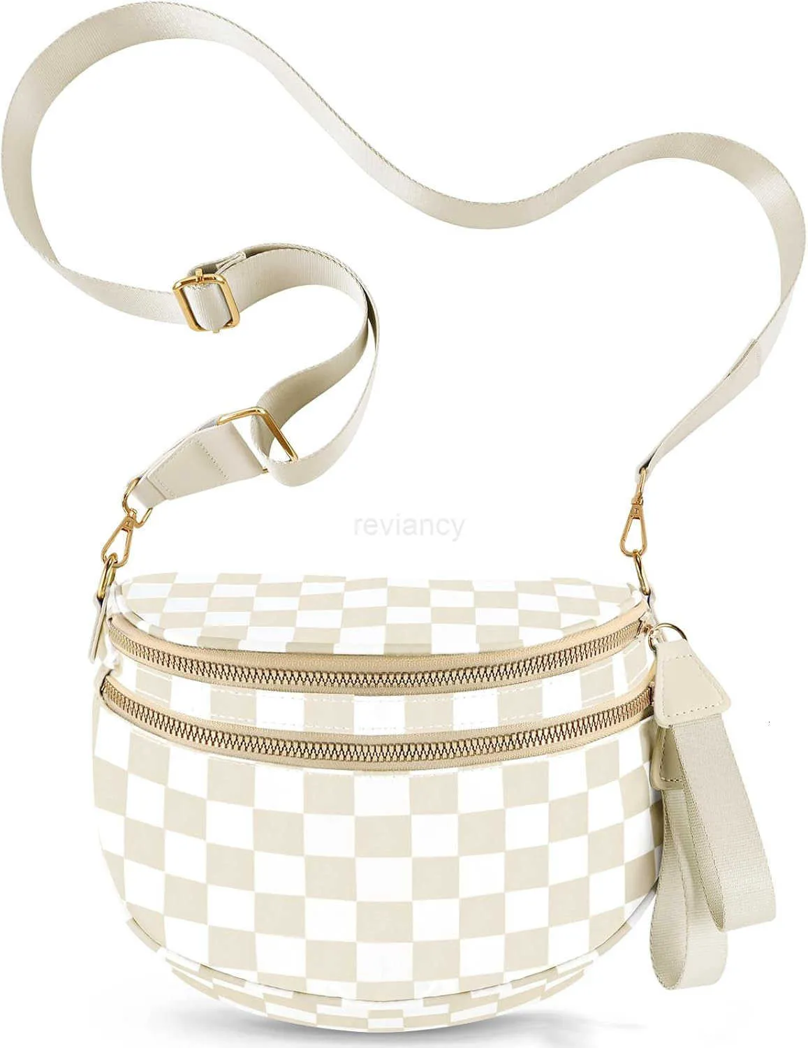 Checkered Crossbody Bag for Women, Large Nylon Bum Bag, Plus Size Fanny ...