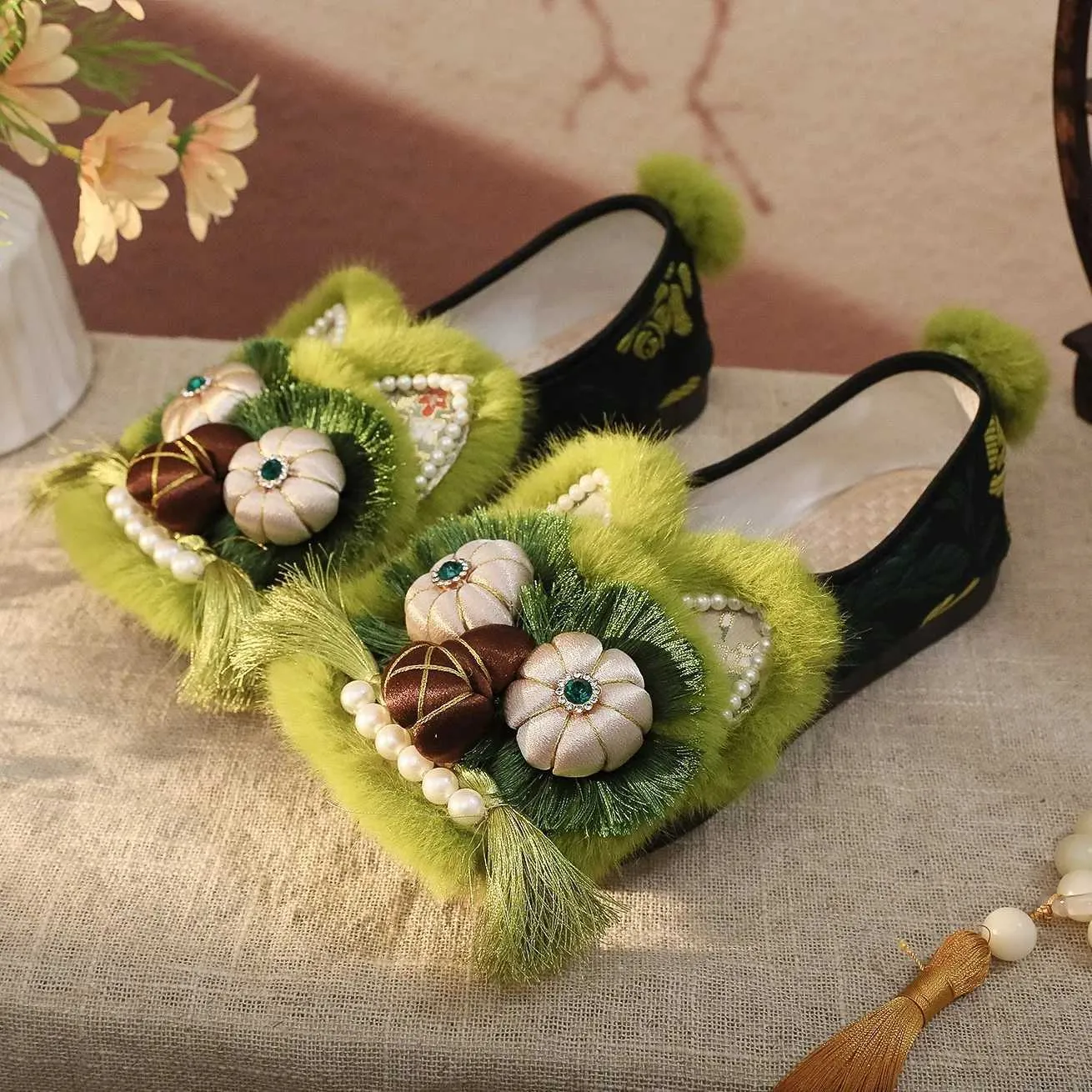 Adult Tiger Head Embroidered Cloth Shoes, Ethnic Style Flat Bottom ...