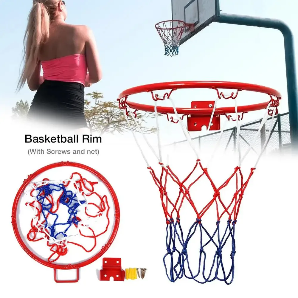 32cm Steel Hanging Basketball Rim with Net, Wall Mounted Goal Hoop with ...